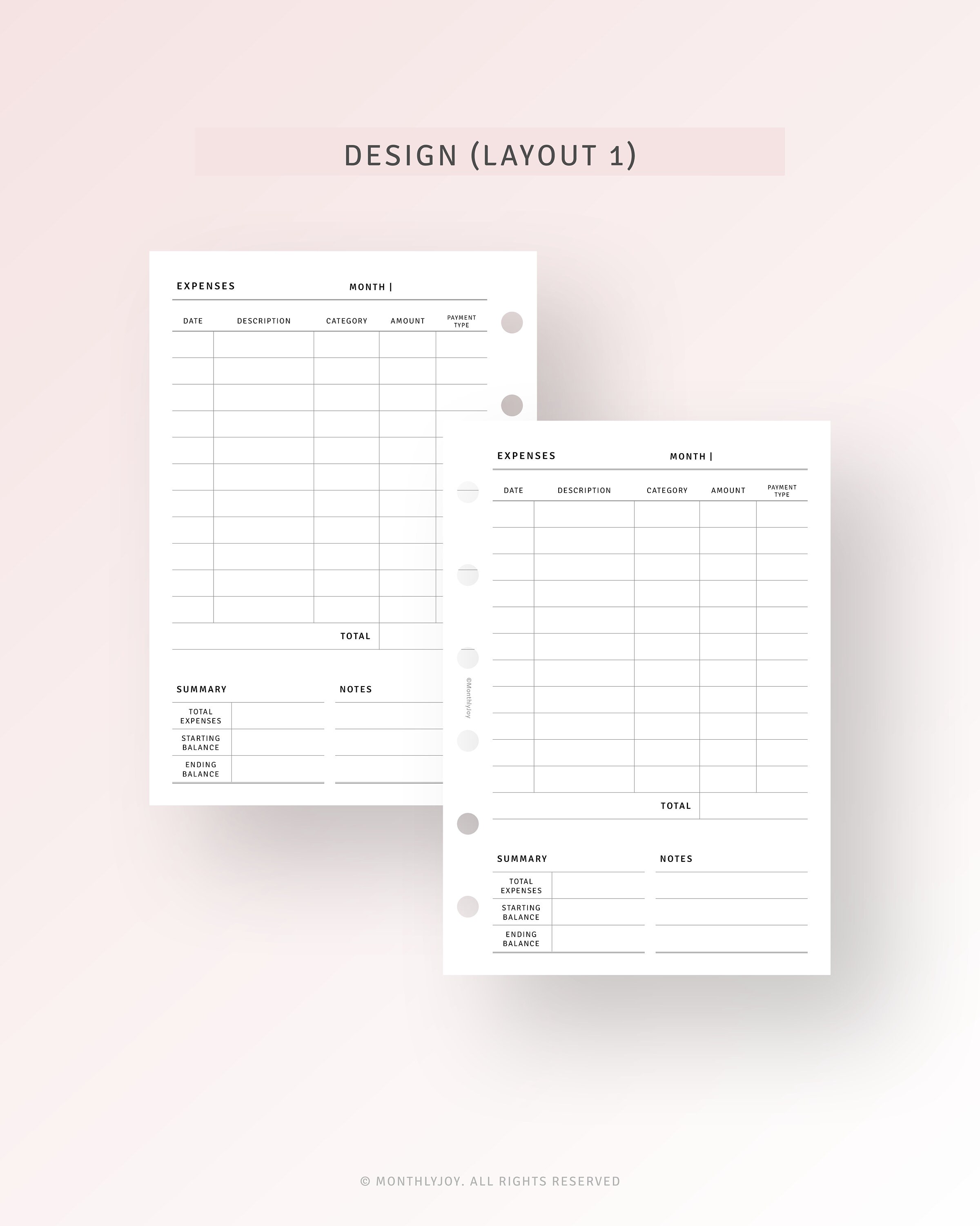 Printable Expense Tracker Pocket Plus Inserts Monthly Expense - Etsy