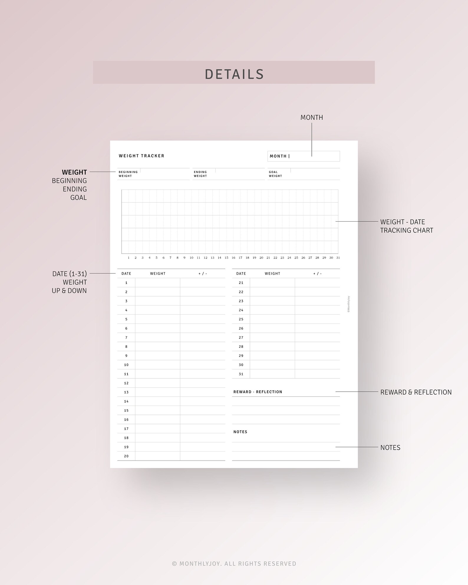 Weight Loss Tracker Printable HP Classic Inserts, Pounds Lost Chart ...