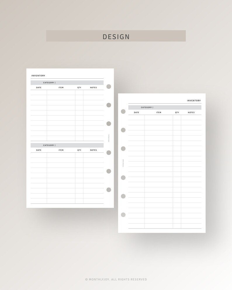 Inventory Tracker Template FC Compact Inserts Printable - Etsy