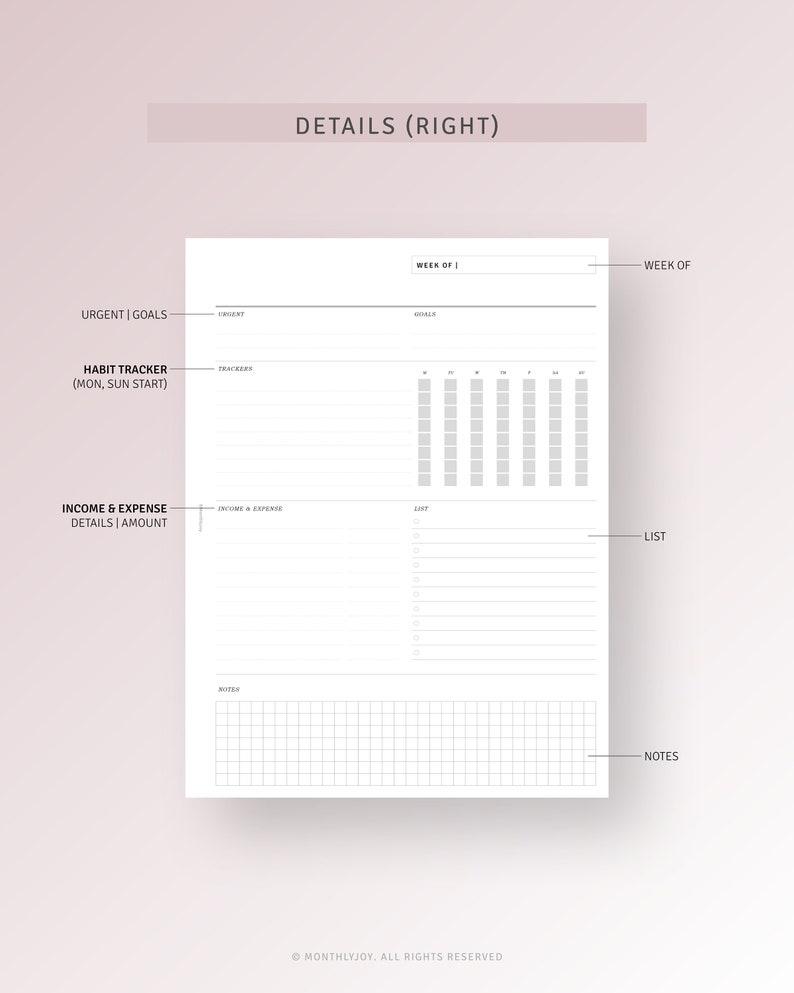 Weekly Overview Template HP Classic Inserts Printable Undated Weekly ...