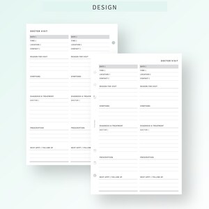 Half-letter, Doctor Visits Log Tracker Printable Inserts, Doctor ...