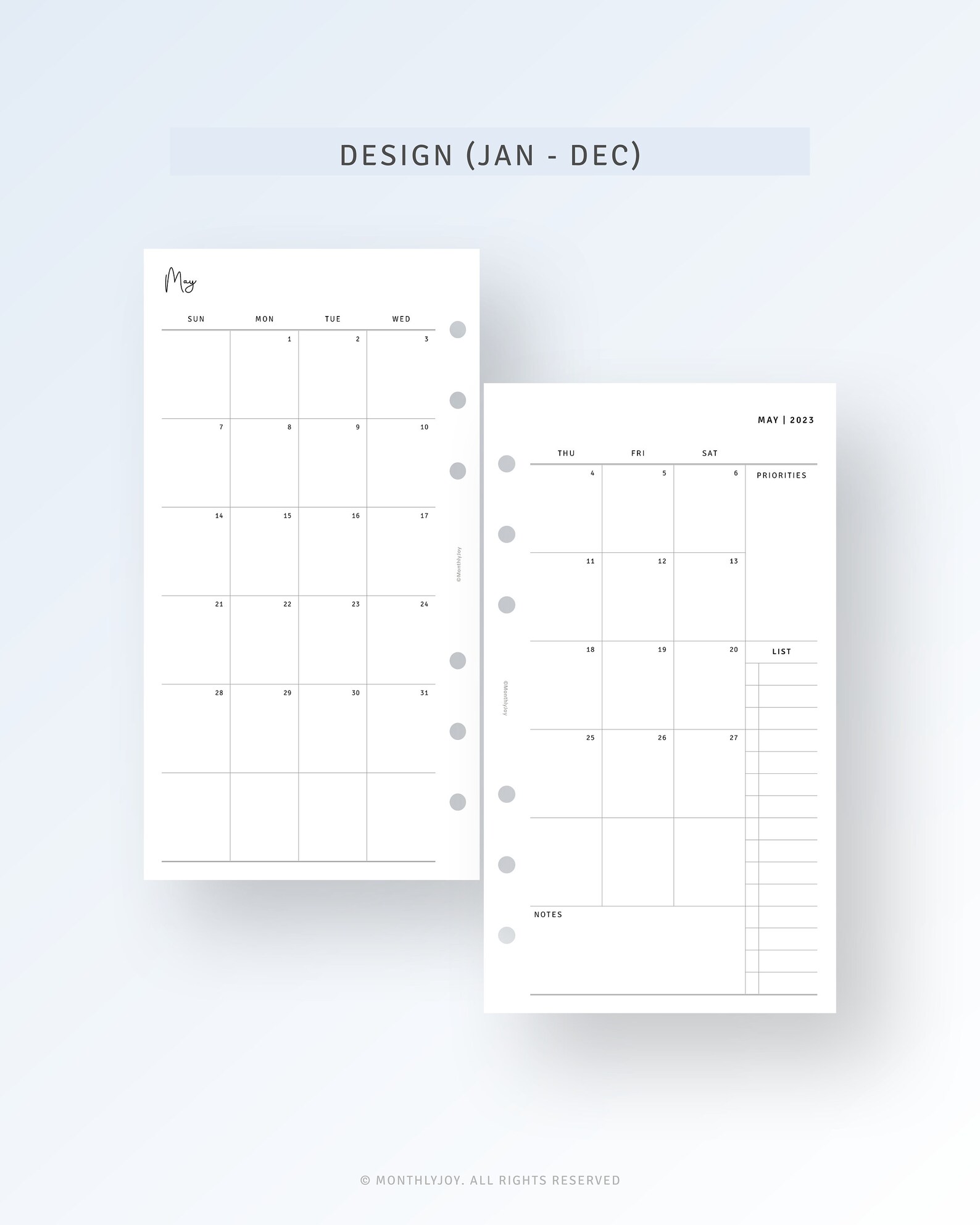 Personal 2023 Monthly Planner Pdf Printable Inserts Dated - Etsy
