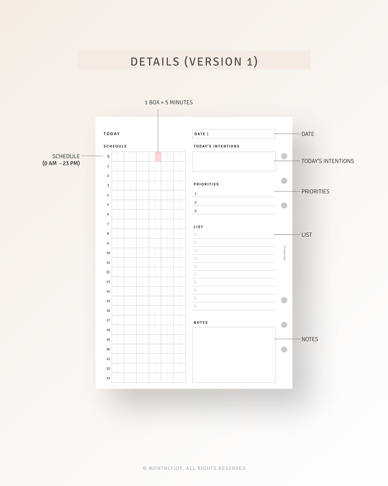 24 Hour Daily Planner Printable A5 Inserts, Military Time Planner, Time ...