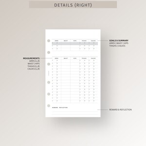 Body Measurement Tracker FC Compact Inserts Printable Weight Loss Template, Health Journal ...