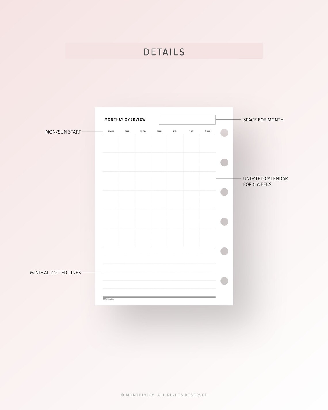 Monthly Overview Planner Printable Pocket Plus Inserts MO1P - Etsy