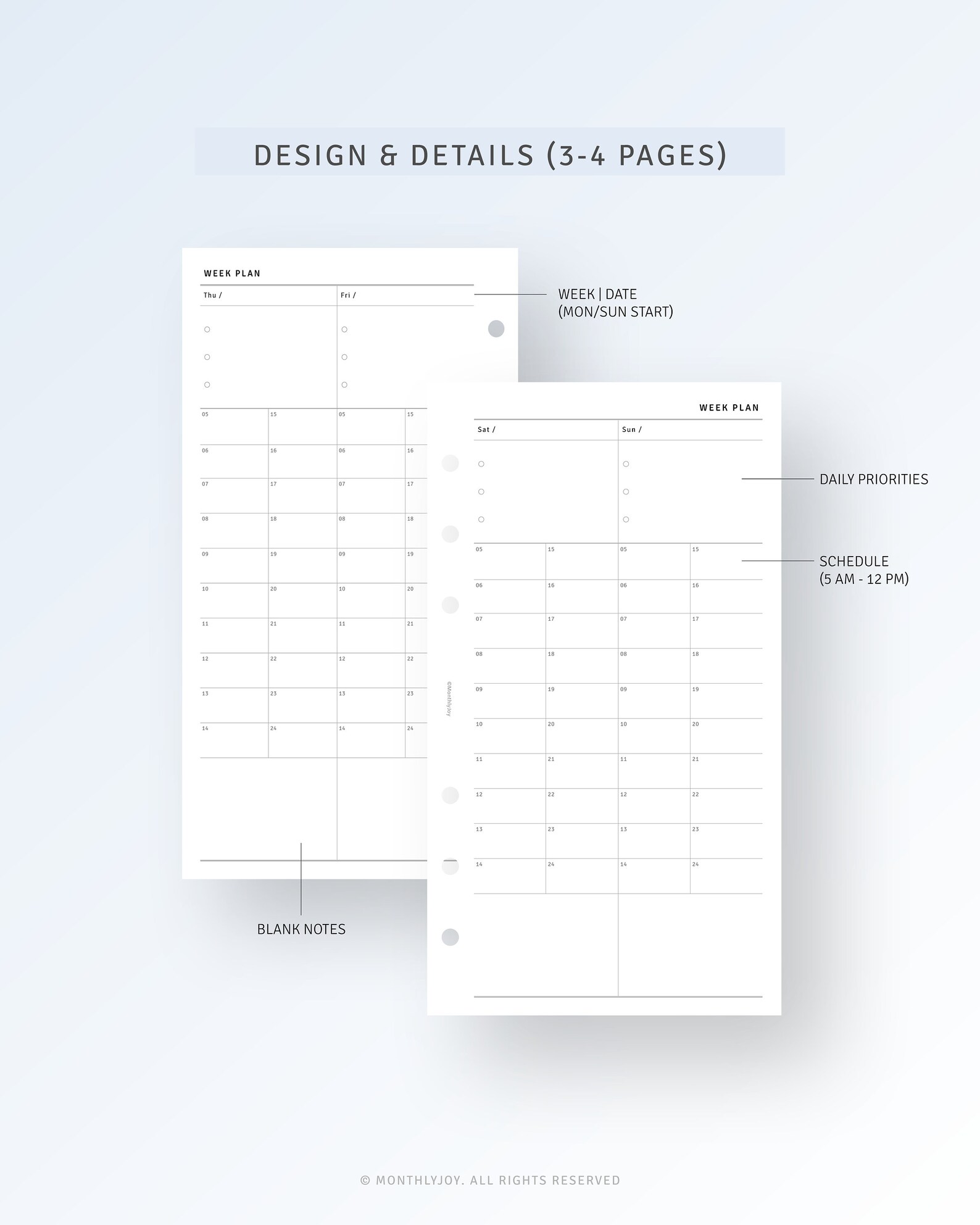 Personal Week on 4 Pages Printable Weekly Calendar Layout - Etsy