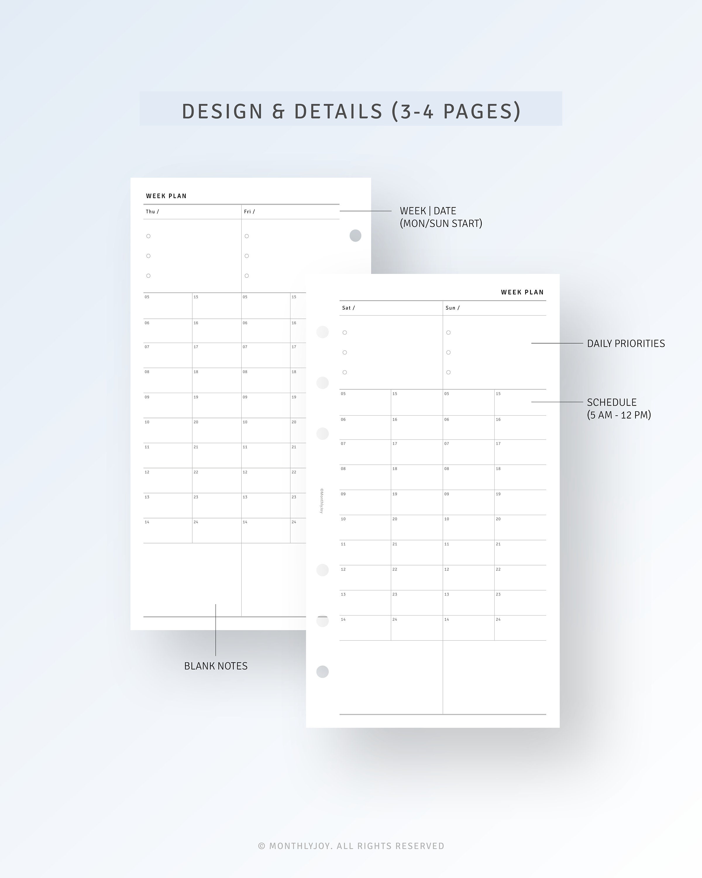 Personal Week on 4 Pages Printable Weekly Calendar Layout - Etsy