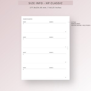 Favorite Quotes Tracker Printable HP Classic, Positive Mindset Quotes ...