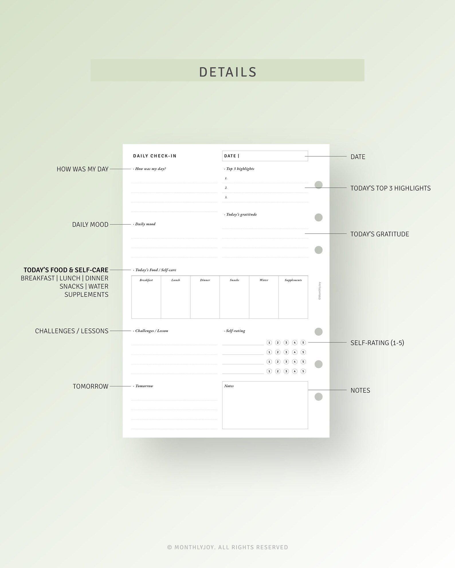 Daily Reflection Journal Personal Wide Planner Printable Daily ...