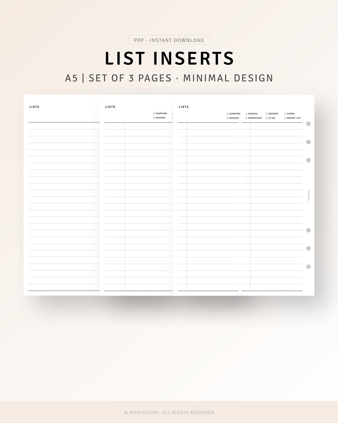 List Tracker Printable A5 Size Inserts, Grocery Shopping List PDF ...