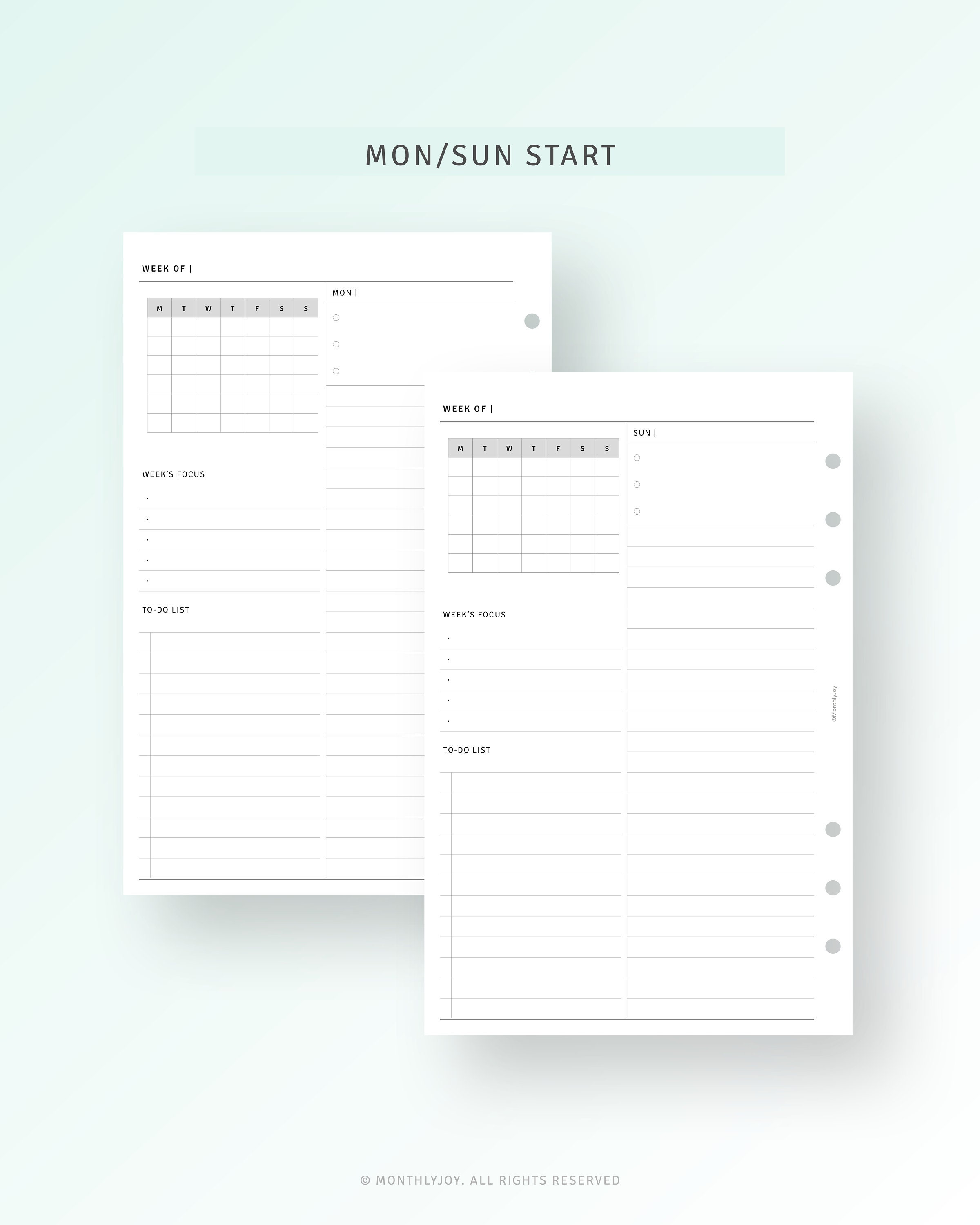 Week on 4 Pages Half Letter Inserts Printable Weekly Planner - Etsy