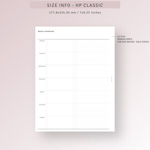 Weekly Overview Template HP Classic Inserts Printable Undated Weekly ...