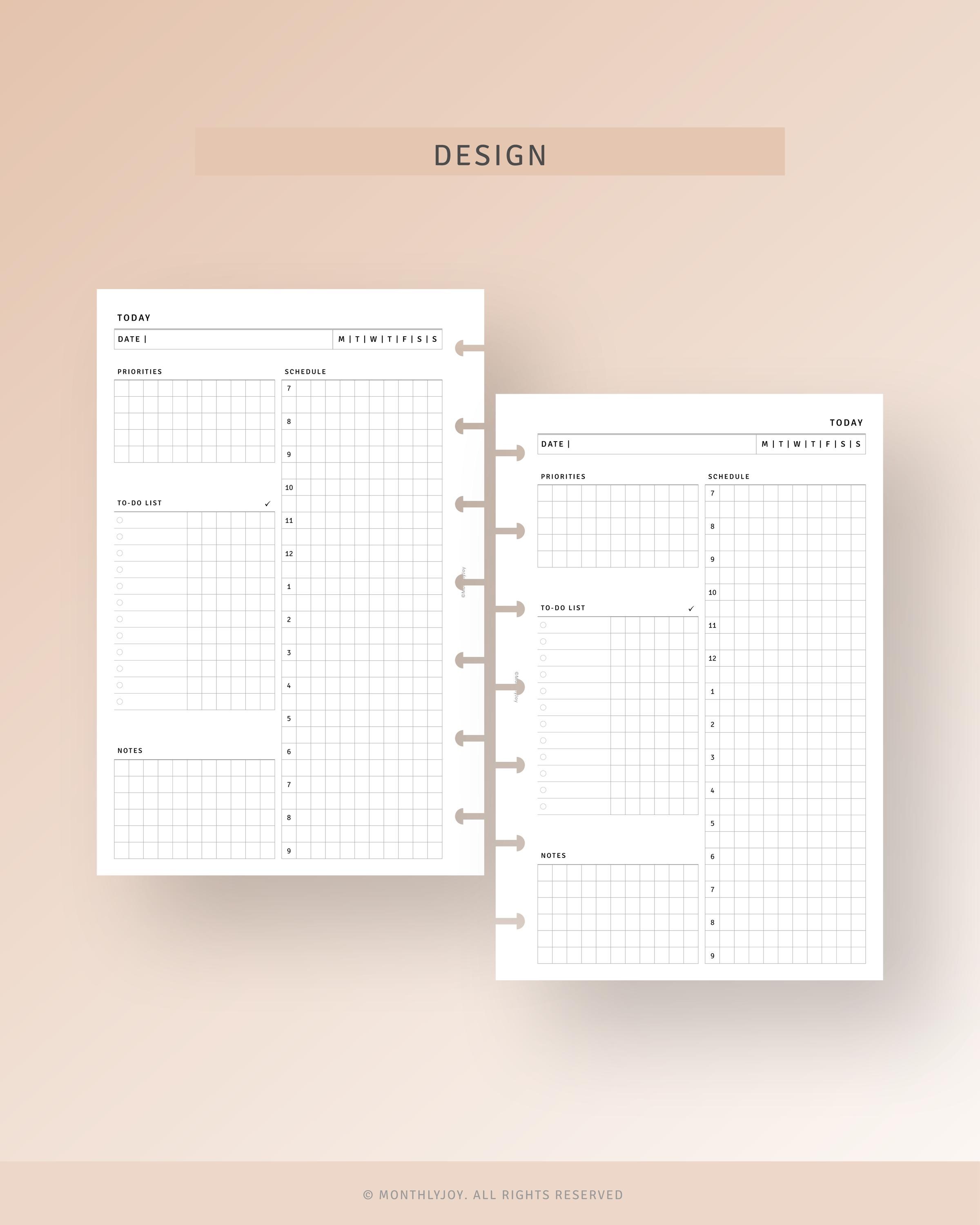 HP Mini Daily Planner Printable: Hourly Schedule, To-do List (PDF ...
