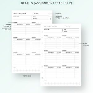Assignment Tracker Printable Homework Tracker for Student, College New ...