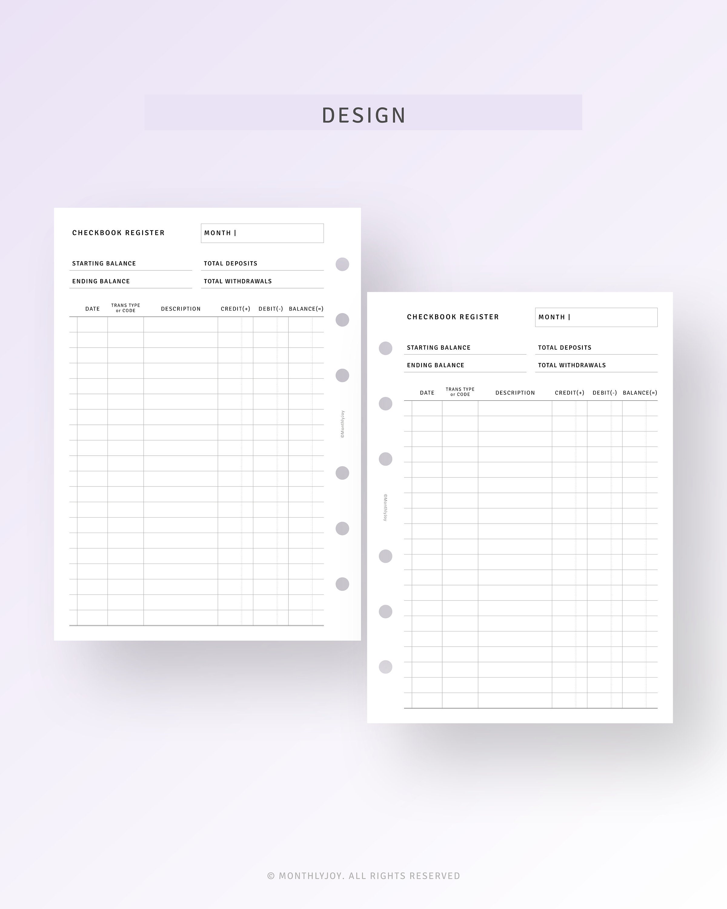 Checkbook Register A6 Planner Printable Spending Log - Etsy