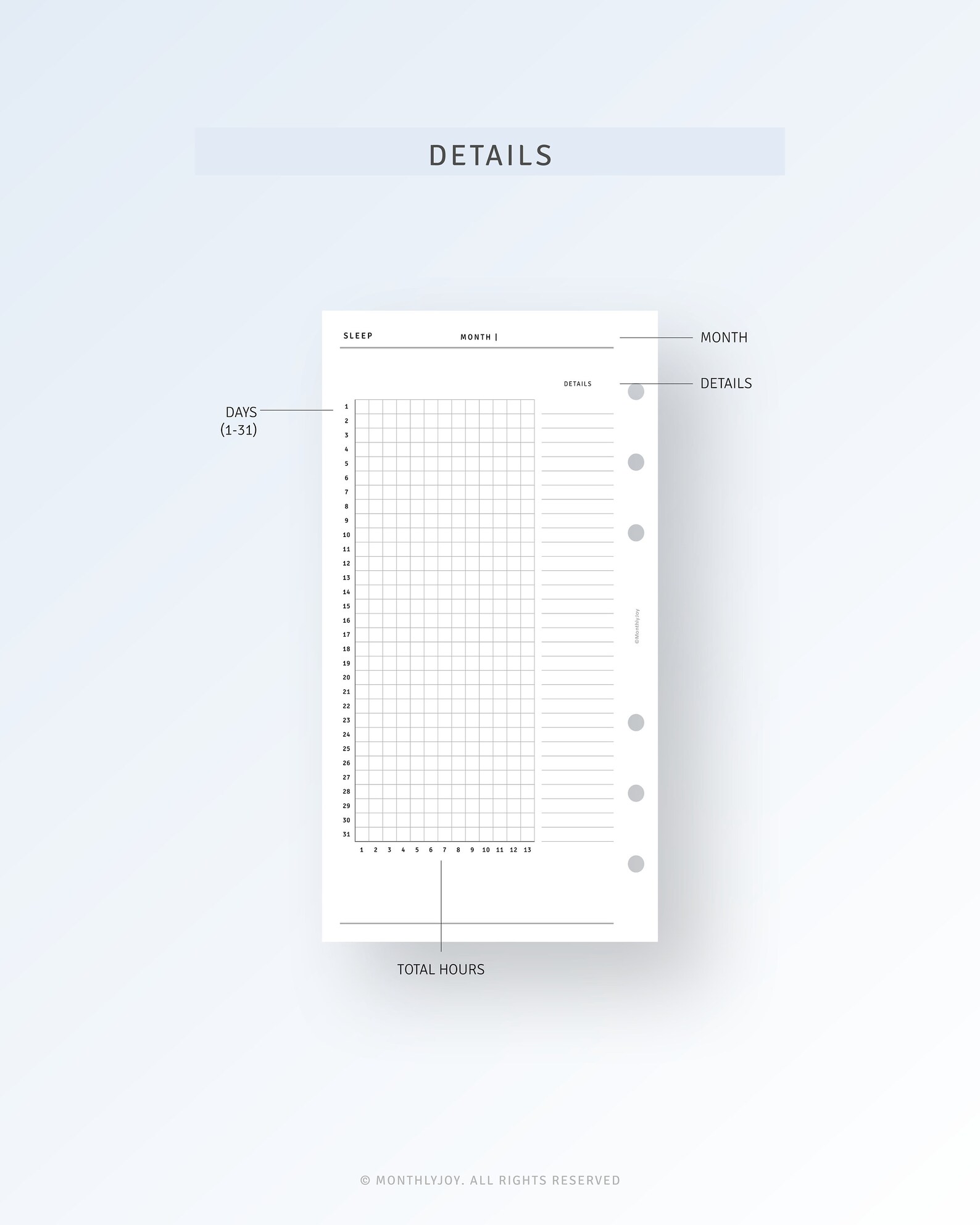 Personal Sleep Tracker Planner Printable Sleeping Log Chart | Etsy
