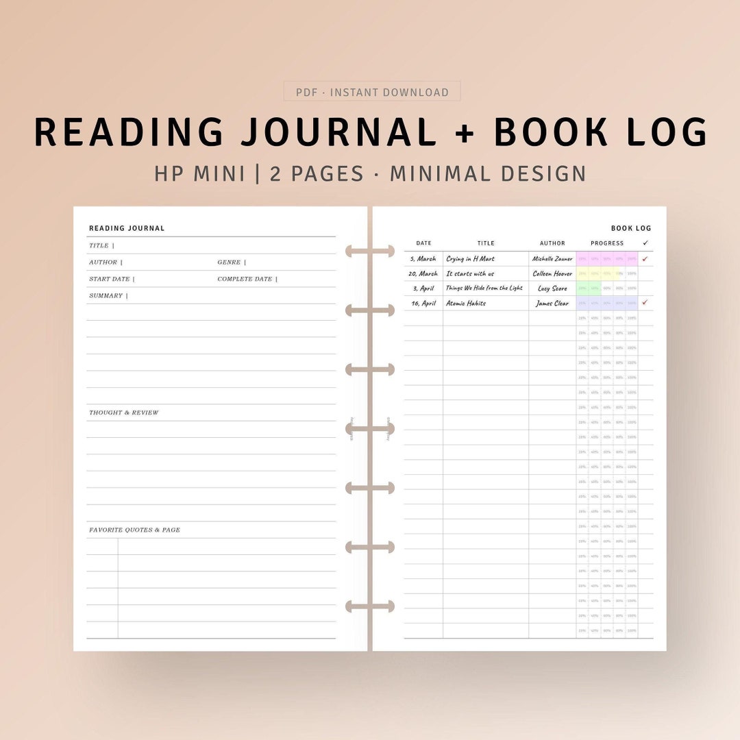 Reading Book Template Printable HP Mini Inserts, Book Shelf, Reading ...