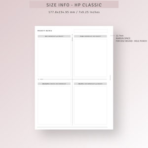 Priority Matrix Printable Template HP Classic Inserts, Decision Matrix, Productivity Planner ...