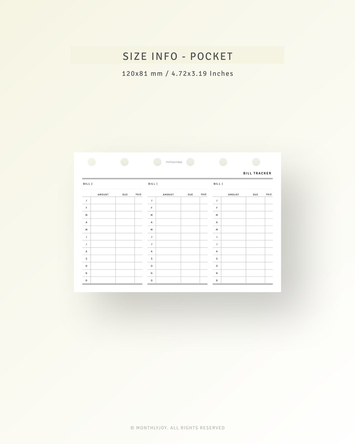 Bill Organizer Printable Pocket Planner Inserts Monthly Bill | Etsy