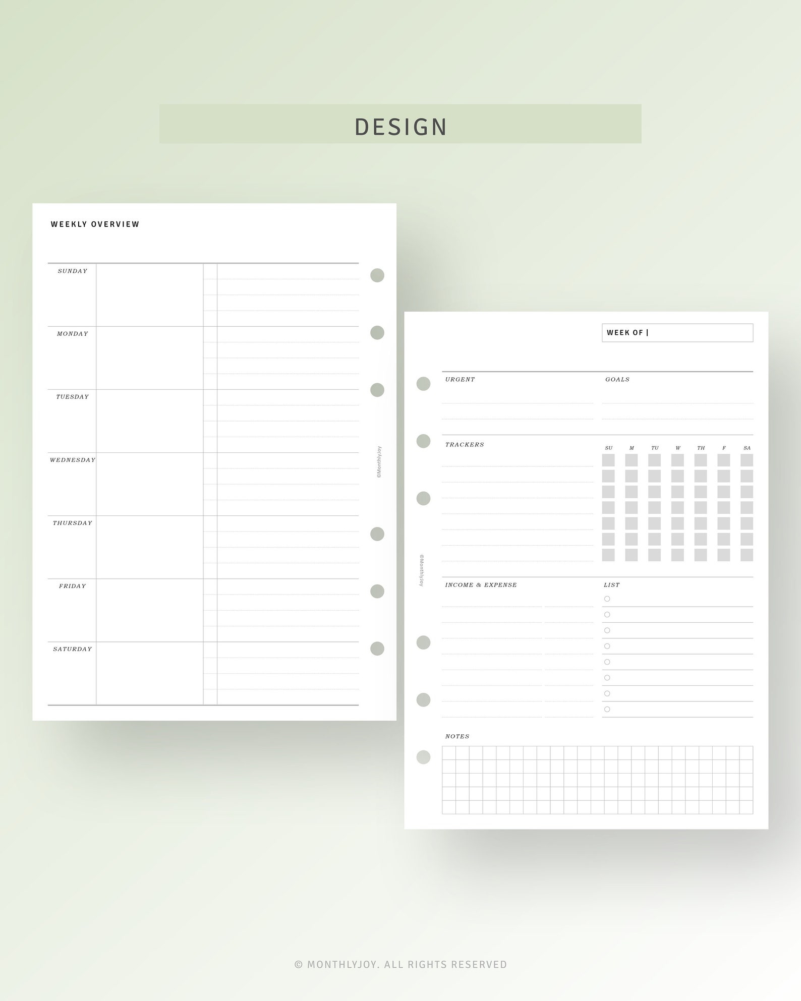 Weekly Overview Template Printable Personal Wide Inserts, Undated ...