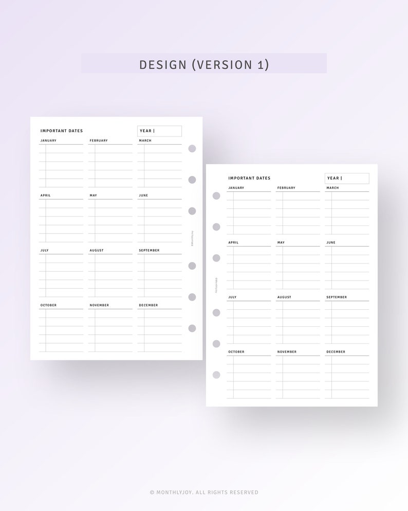 A6, Printable Important Dates Tracker for Birthday Parties ...