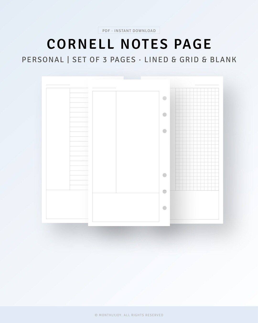 Personal, Cornell Notes Page Printable Cornell Notes Taking Template ...