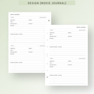 Printable Movie Journal Tracker Personal Wide Inserts, TV Series Review ...