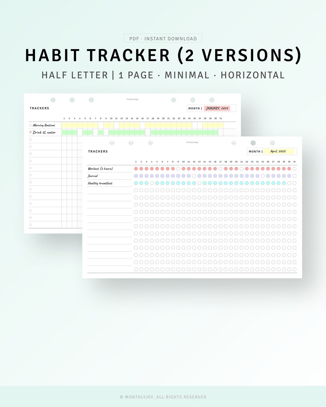 Daily Routine Tracker Printable Half-letter Inserts, Goal Tracker ...