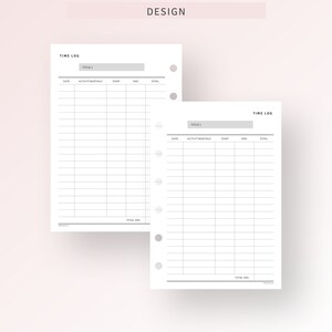 Work Time Log Pocket Plus Inserts Printable Employee Time Card ...