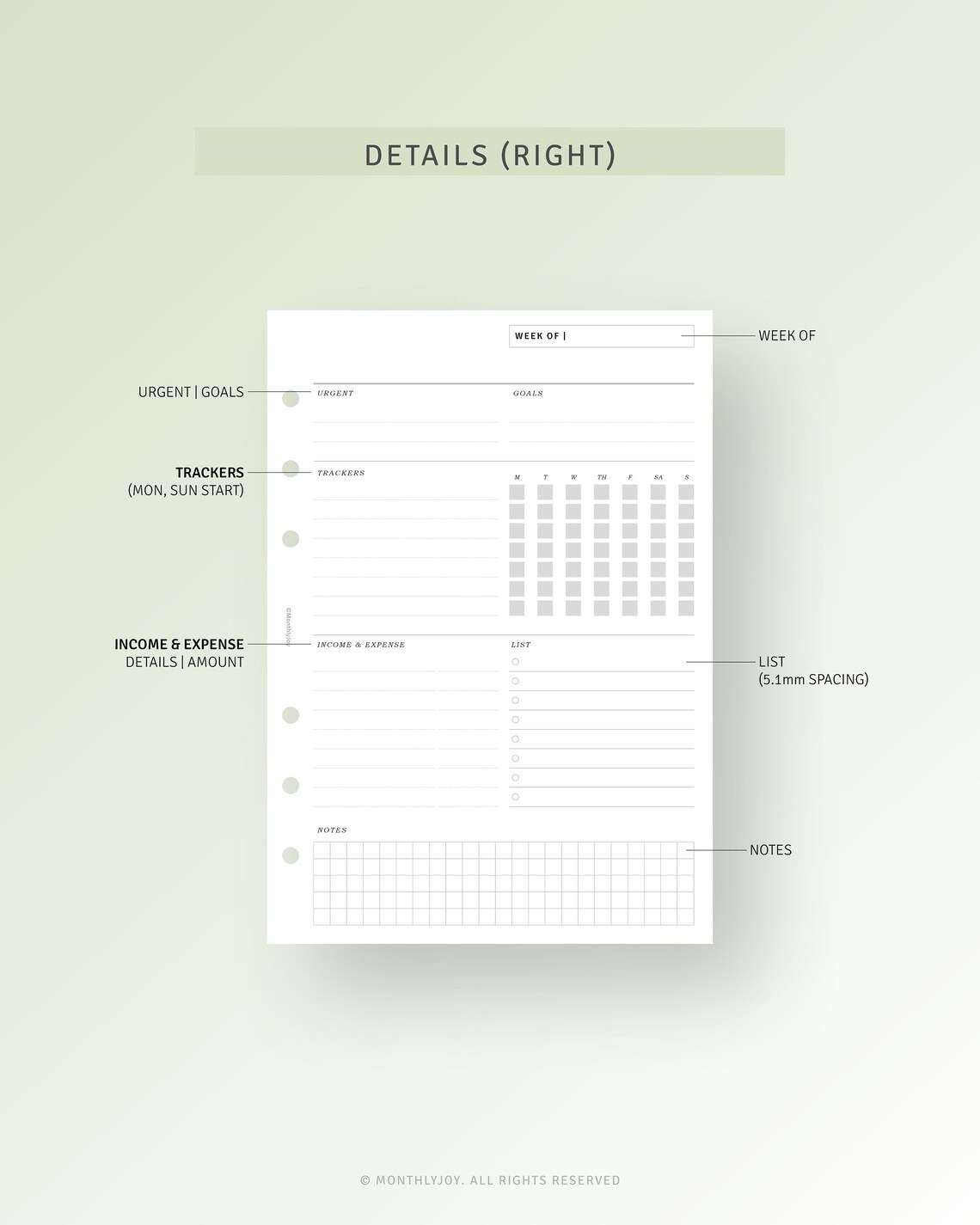 Weekly Overview Template Printable Personal Wide Inserts, Undated ...