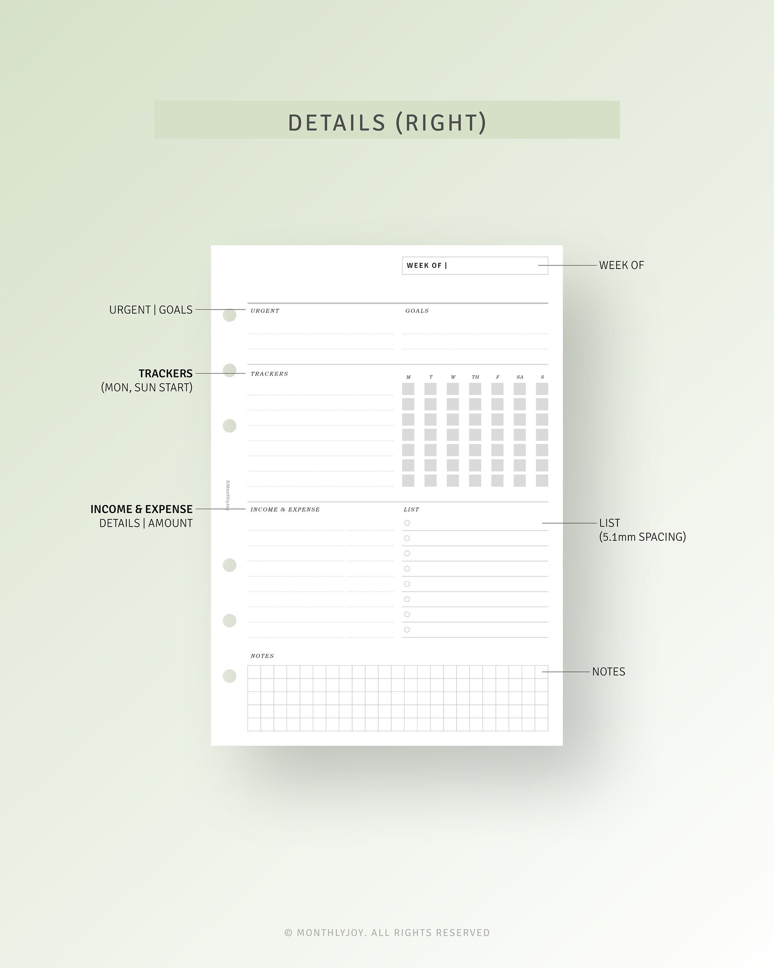Weekly Overview Template Printable Personal Wide Inserts, Undated ...