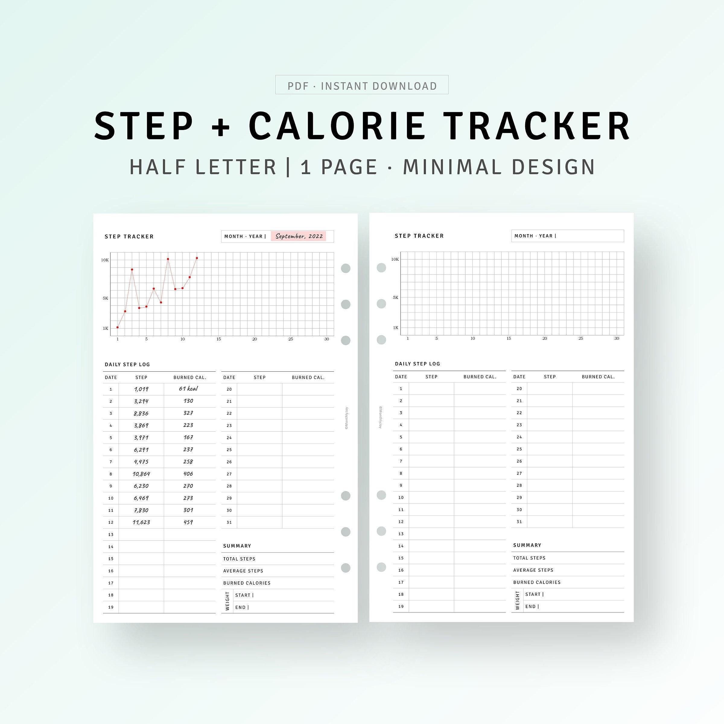 Step Tracker Printable Daily Step Count Chart, Weight Loss Tracker ...