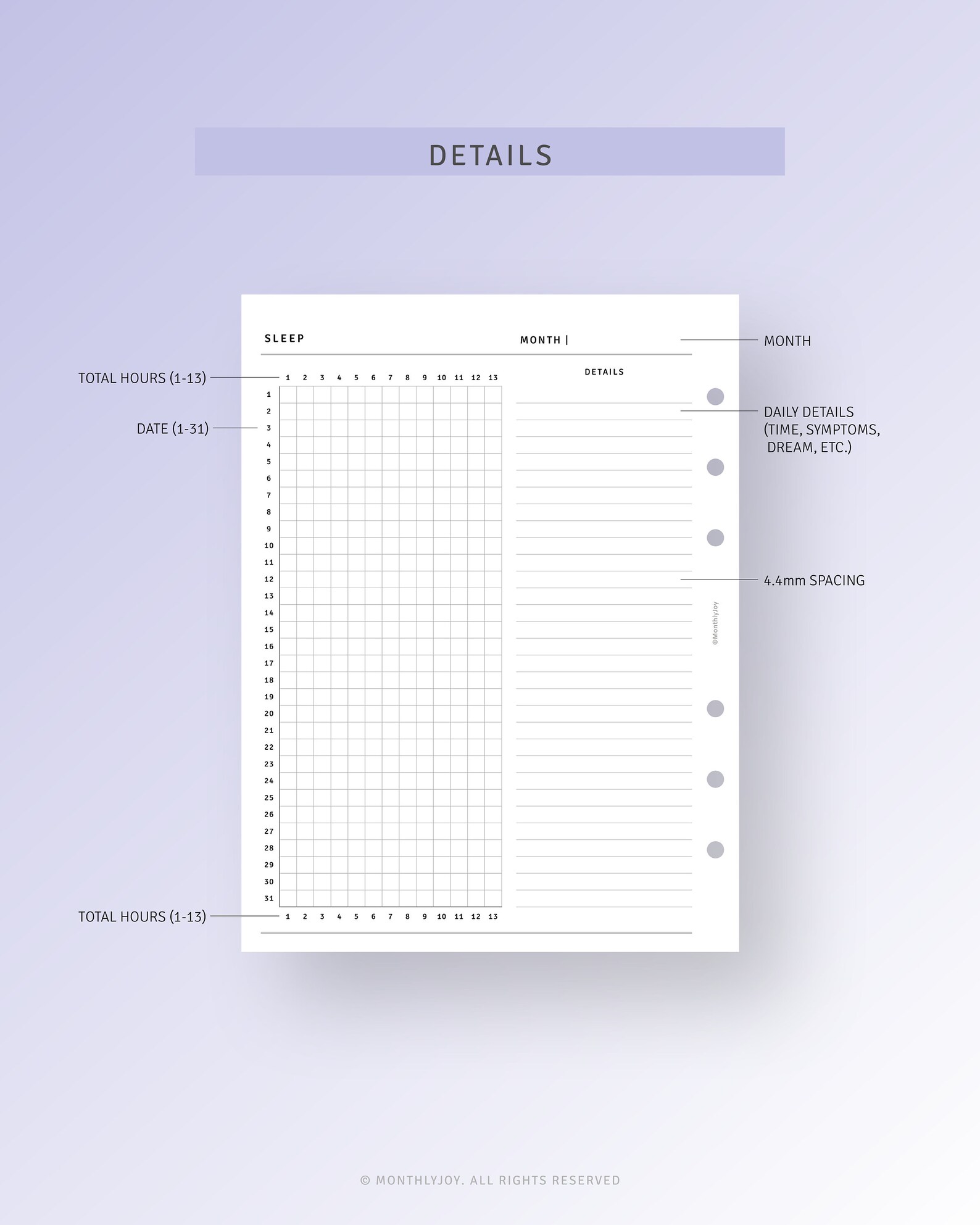 Sleep Tracker B6 Inserts Printable Sleep Circle Diary Template, Health ...