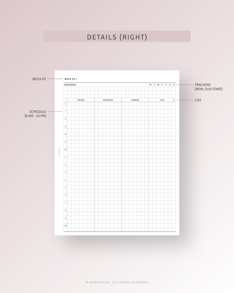 HP Classic Printable Weekly Schedule Organizer, Undated Weekly Hourly ...