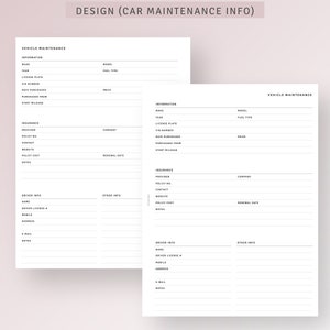 Car Maintenance Checklist HP Classic Inserts Printable Car Repair List ...