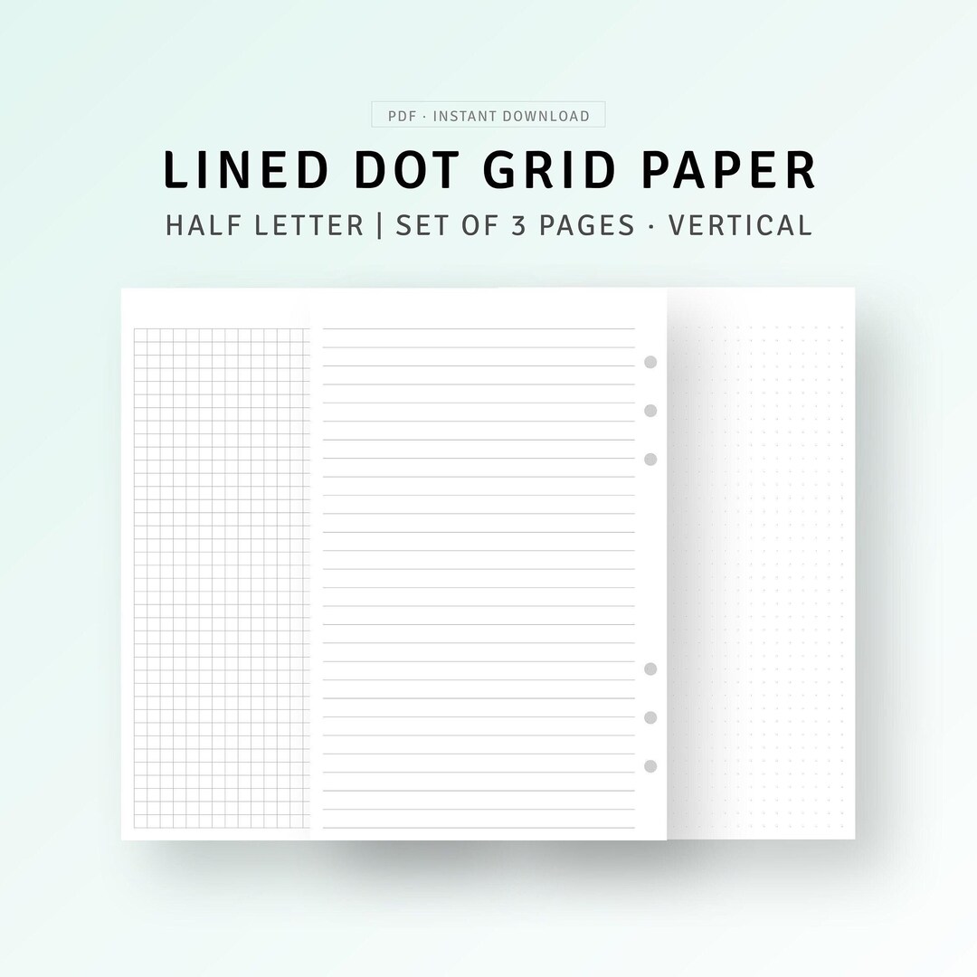 Lined Dot Grid Paper Printable Half Letter Planner Essential Inserts ...