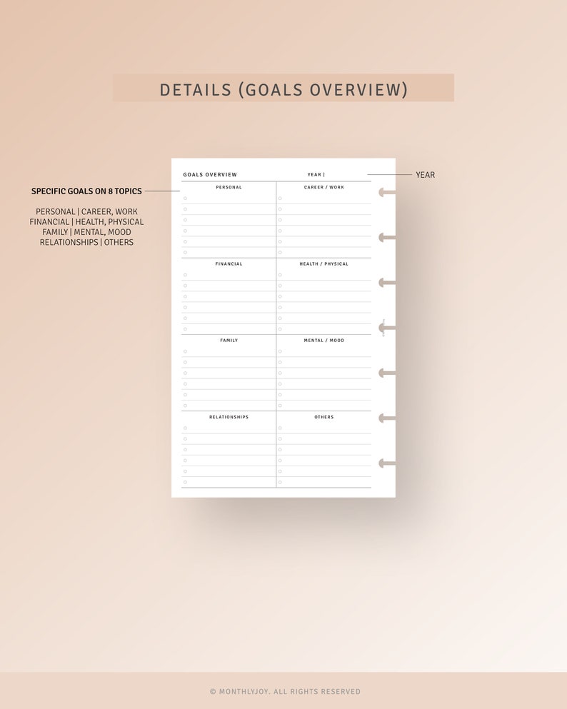Goal Planner HP Mini Inserts Printable Goal Setting Template - Etsy