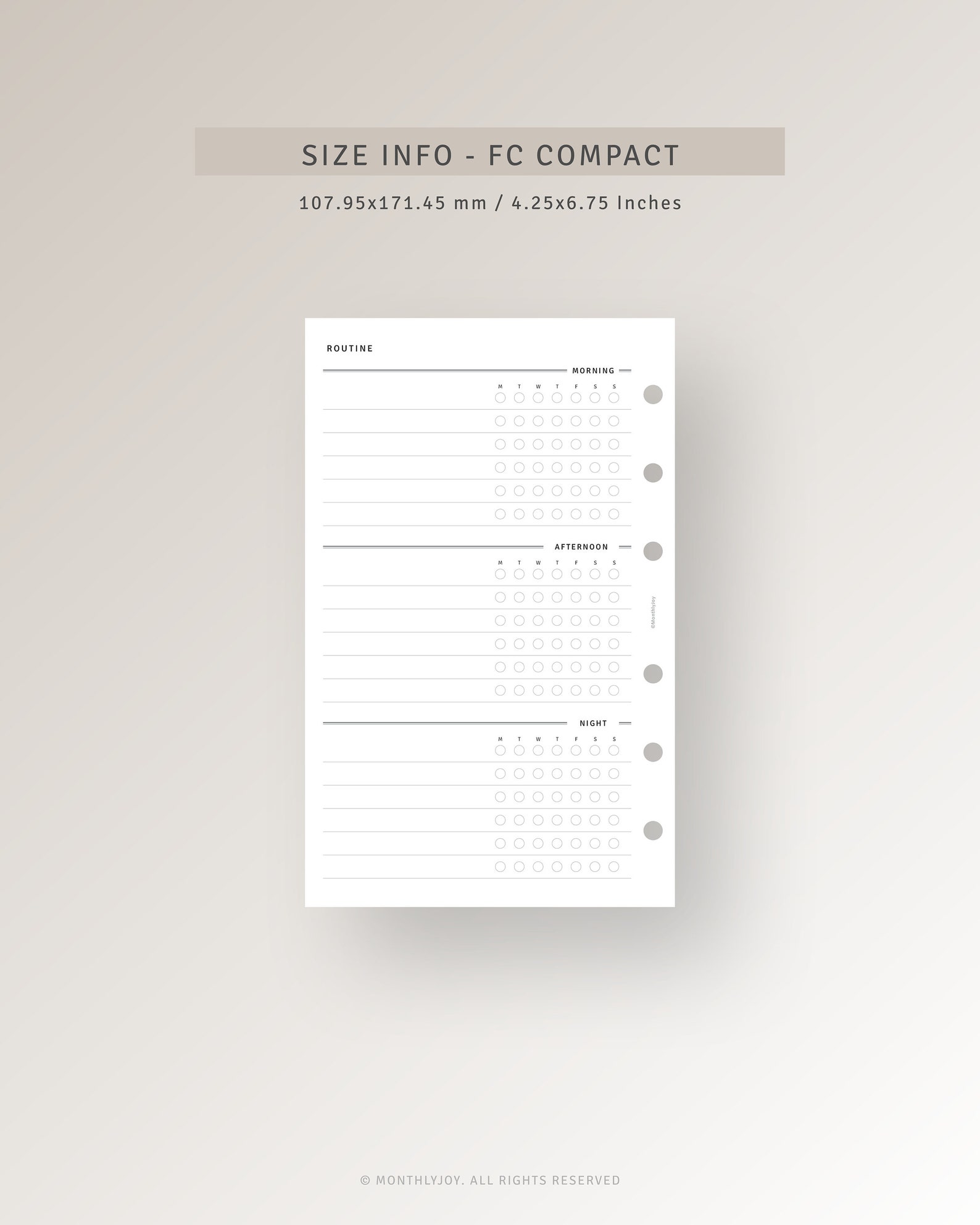 Routine Planner Printable FC Compact Inserts Monthly Routine - Etsy