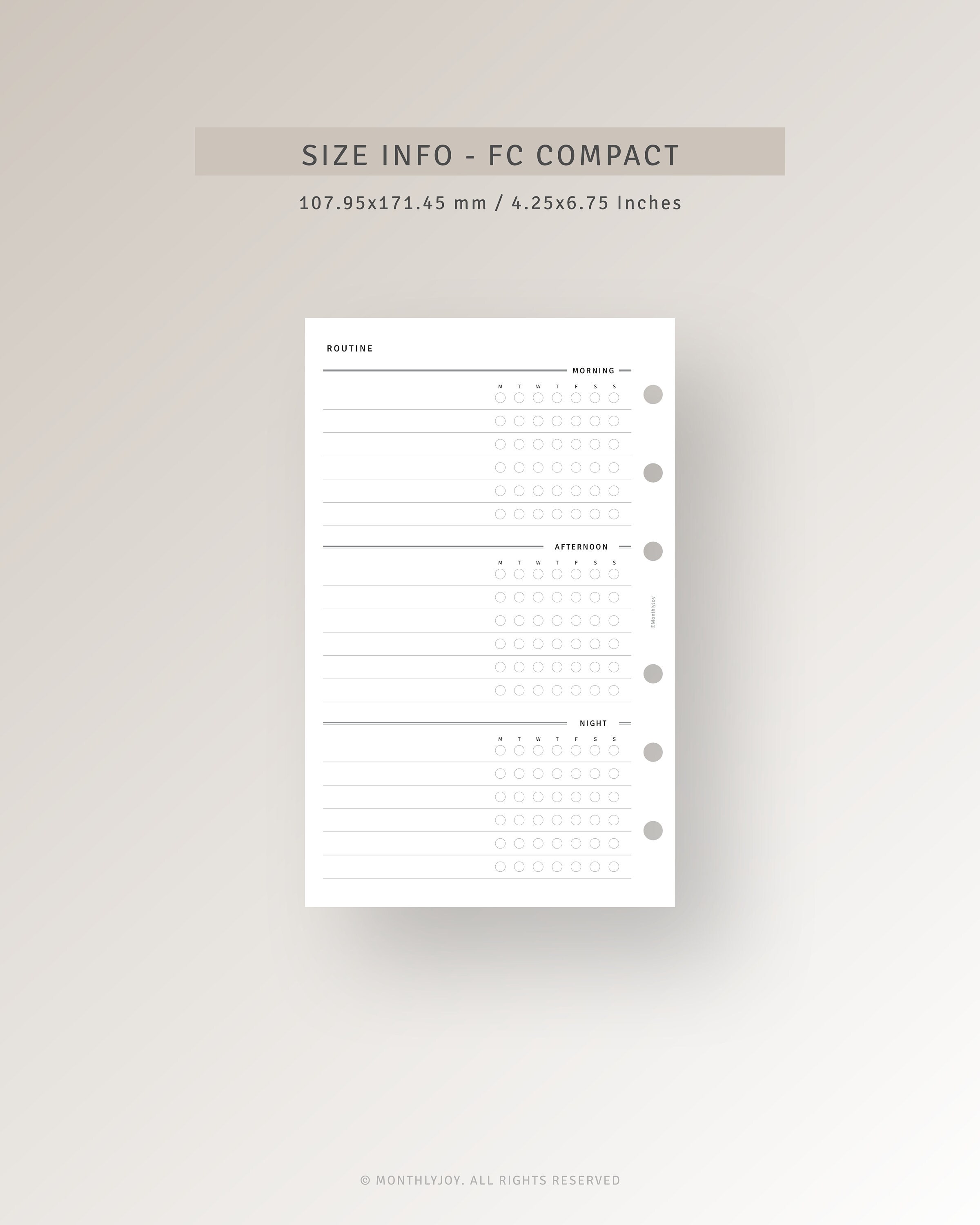Routine Planner Printable FC Compact Inserts Monthly Routine - Etsy