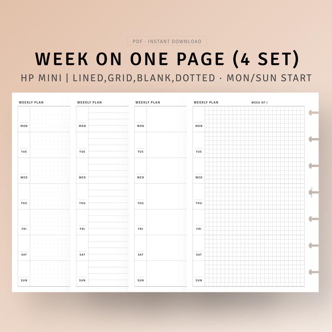 HP Mini Weekly Planner Printable Undated Weekly Agenda Template, PDF ...