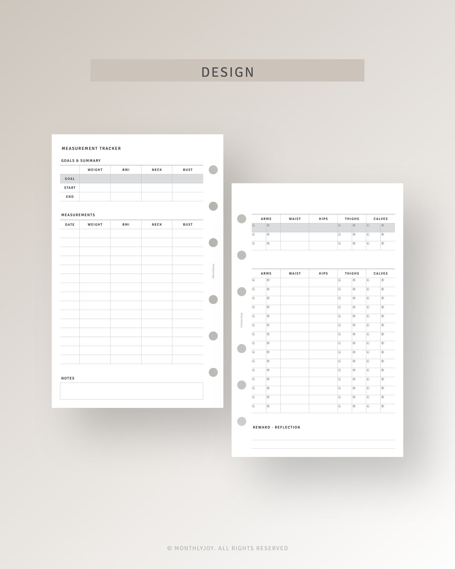 Body Measurement Tracker FC Compact Inserts Printable - Etsy