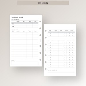 Body Measurement Tracker FC Compact Inserts Printable Weight Loss Template, Health Journal ...