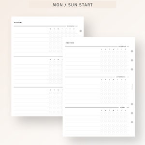 Routine Planner Printable A5 Planner Inserts, Morning Night Routine ...
