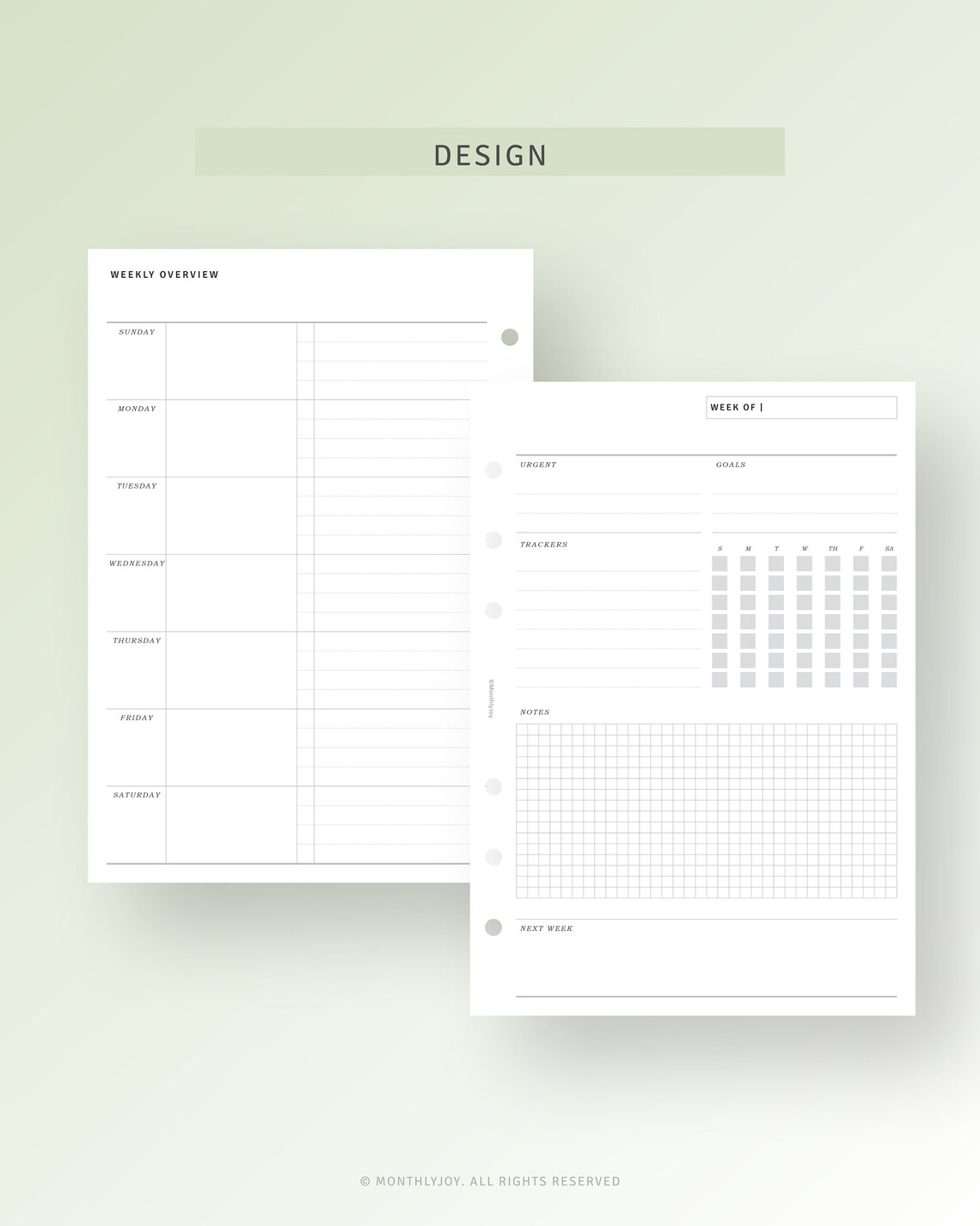 Weekly Overview Printable Personal Wide Inserts Undated - Etsy