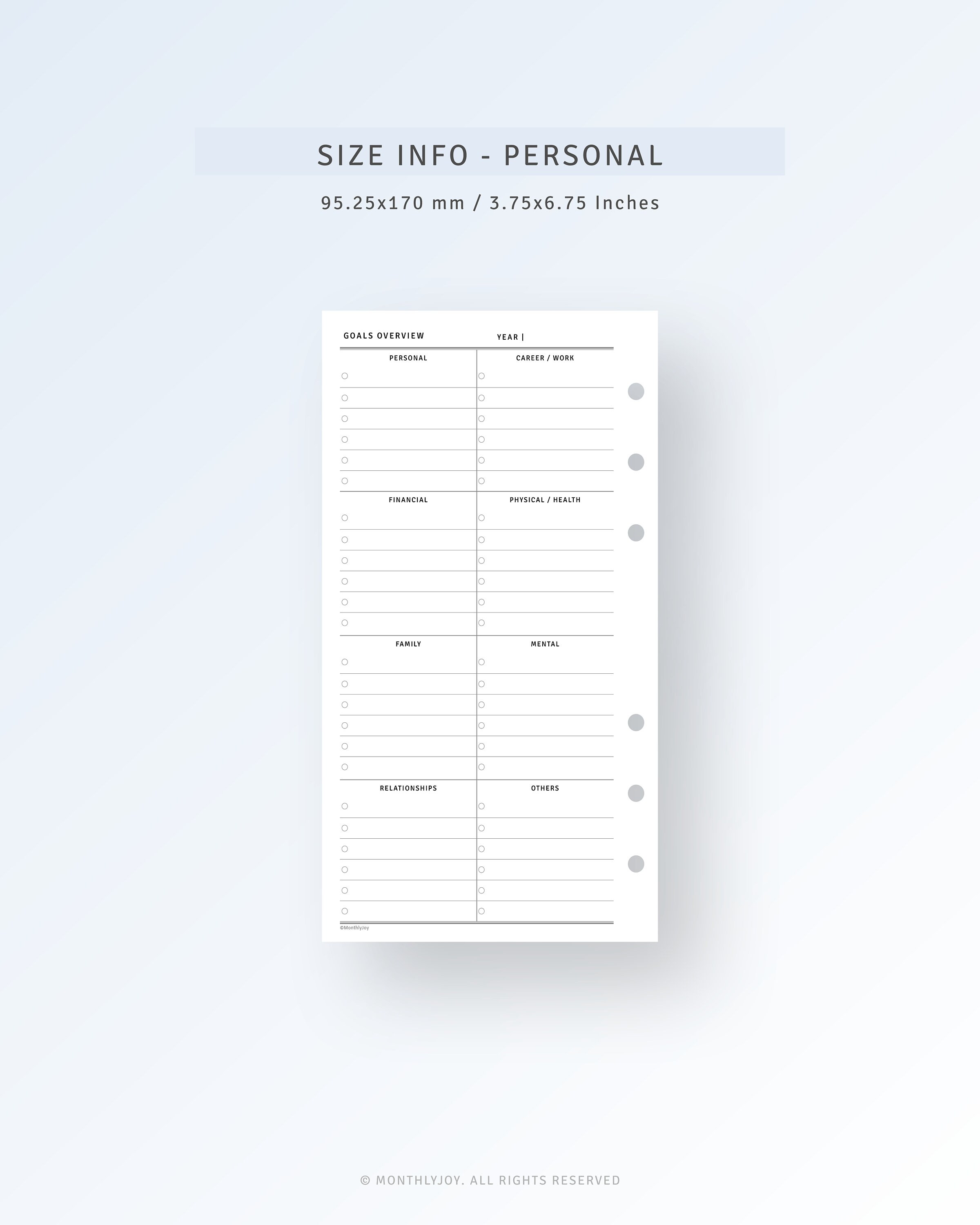 Personal Goal Overview Planner Printable Life Goal Setting - Etsy