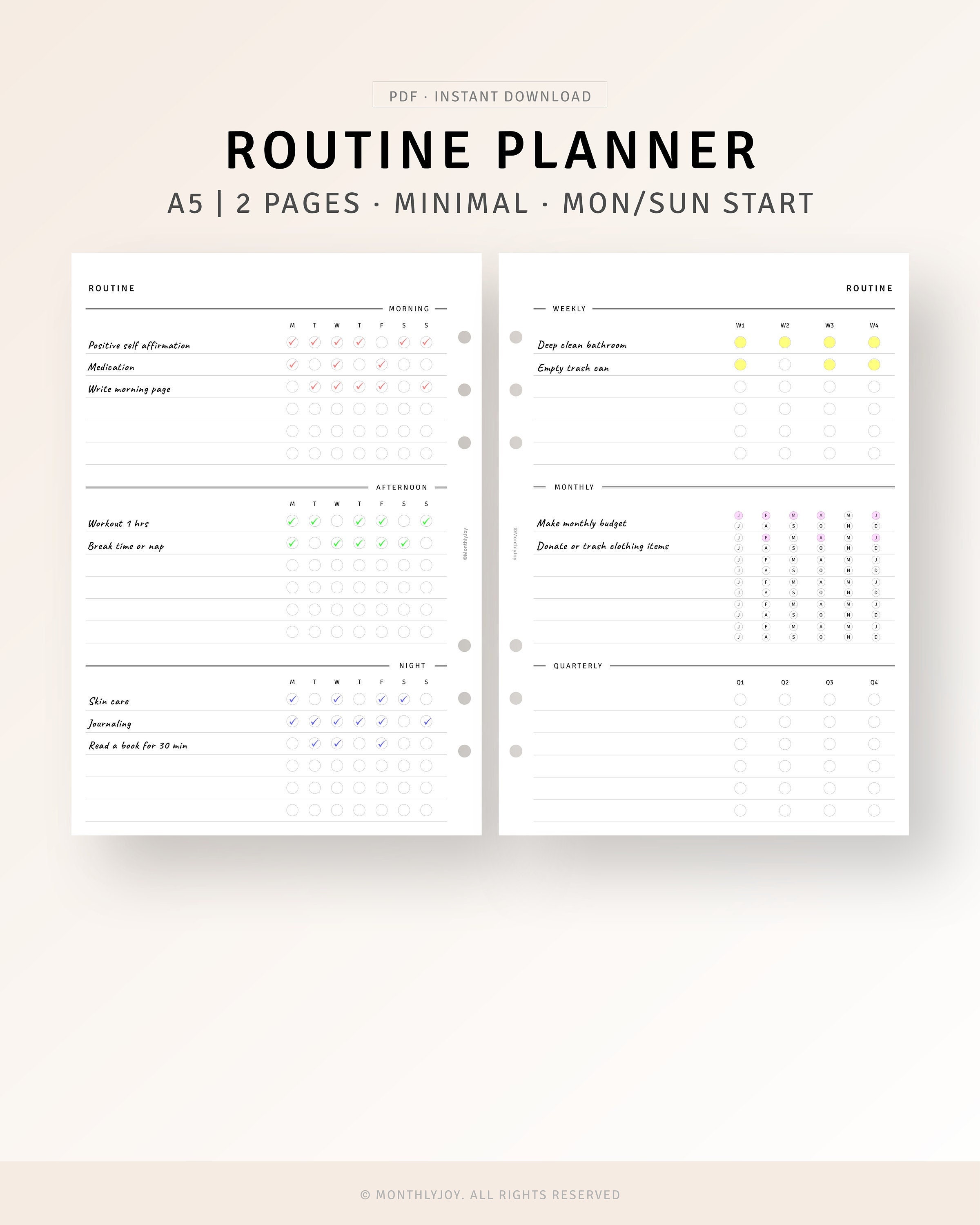Routine Planner Printable A5 Planner Inserts Morning - Etsy