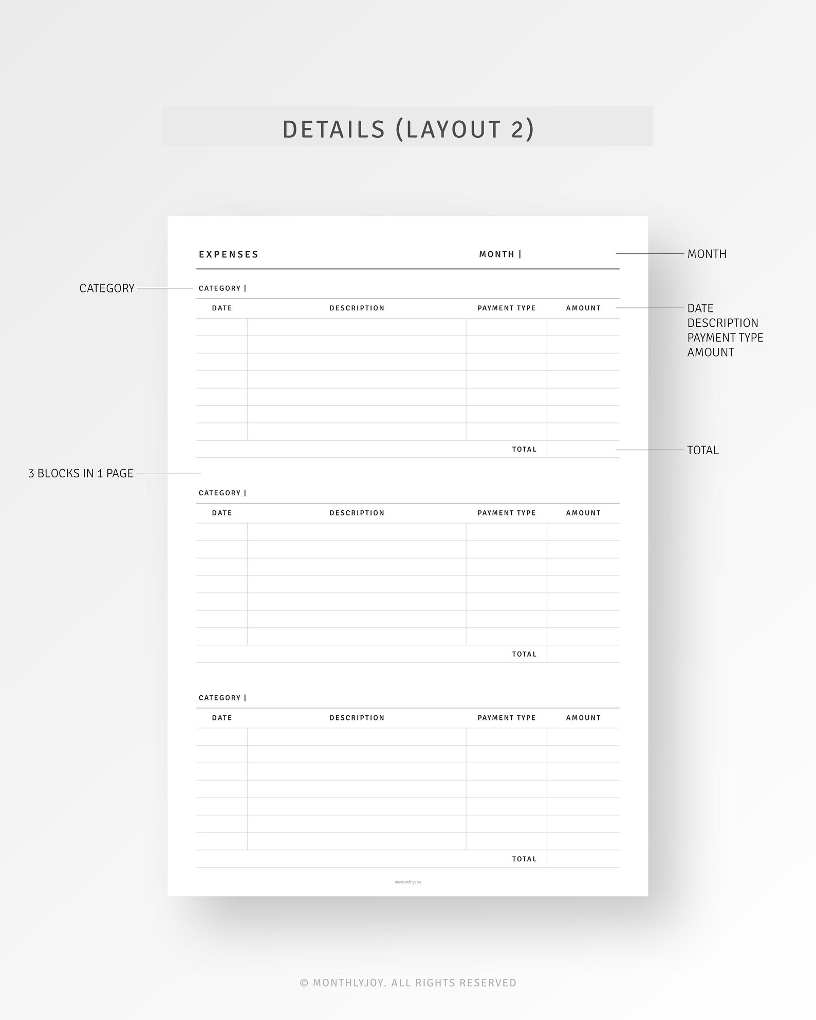 Expense Tracker A4/letter Planner Printable Monthly Expense - Etsy