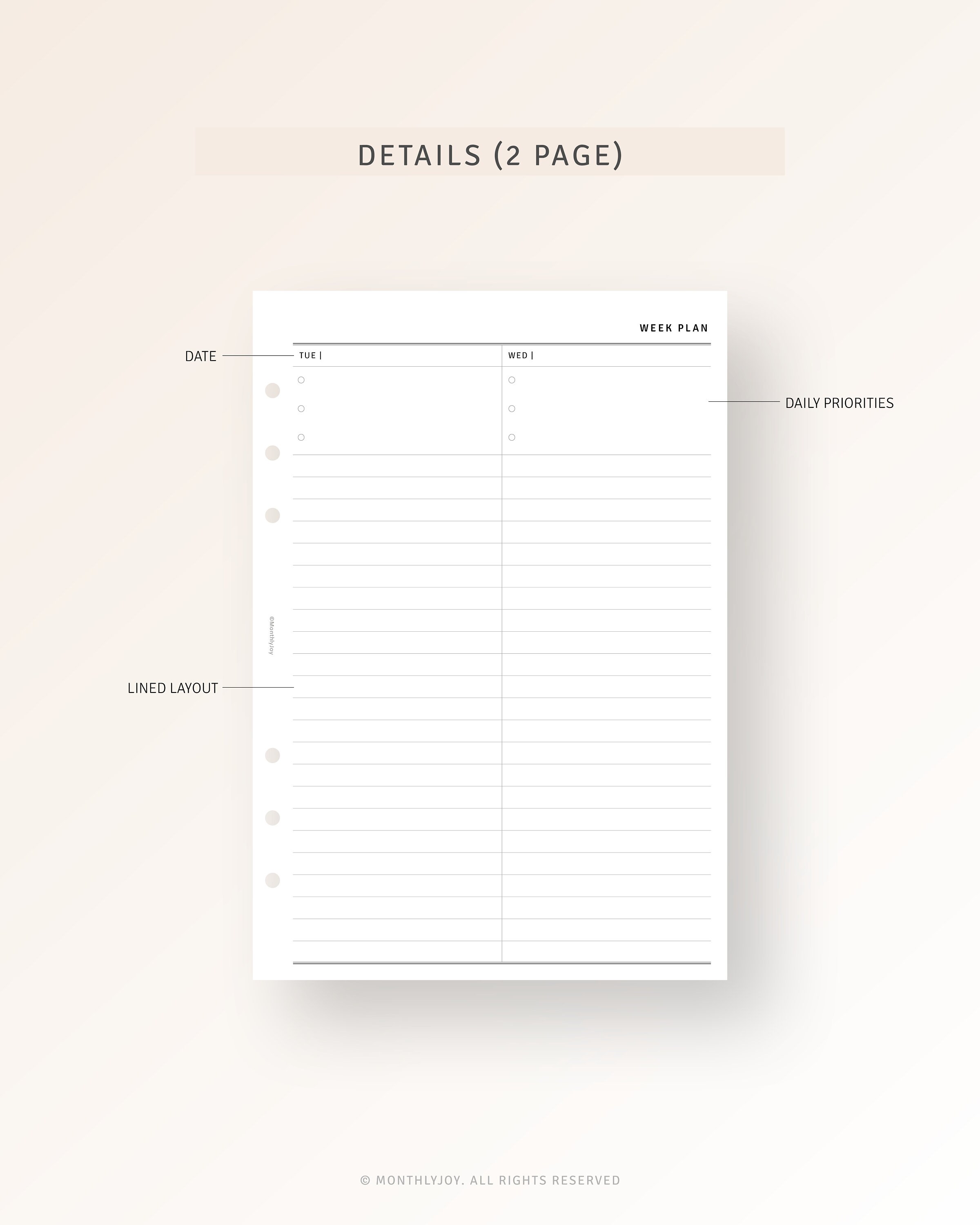 Week on 4 Pages A5 Inserts Printable Weekly Planner PDF - Etsy