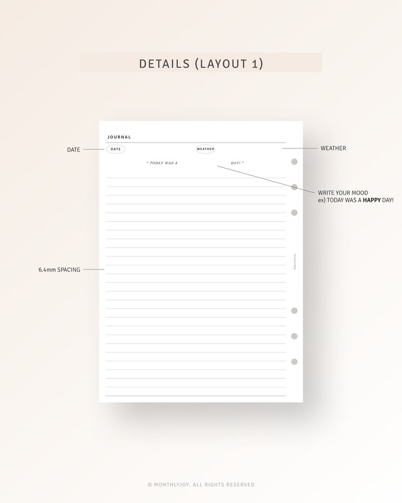 Daily Journal A5 Planner Inserts Printable Daily Mood Diary - Etsy
