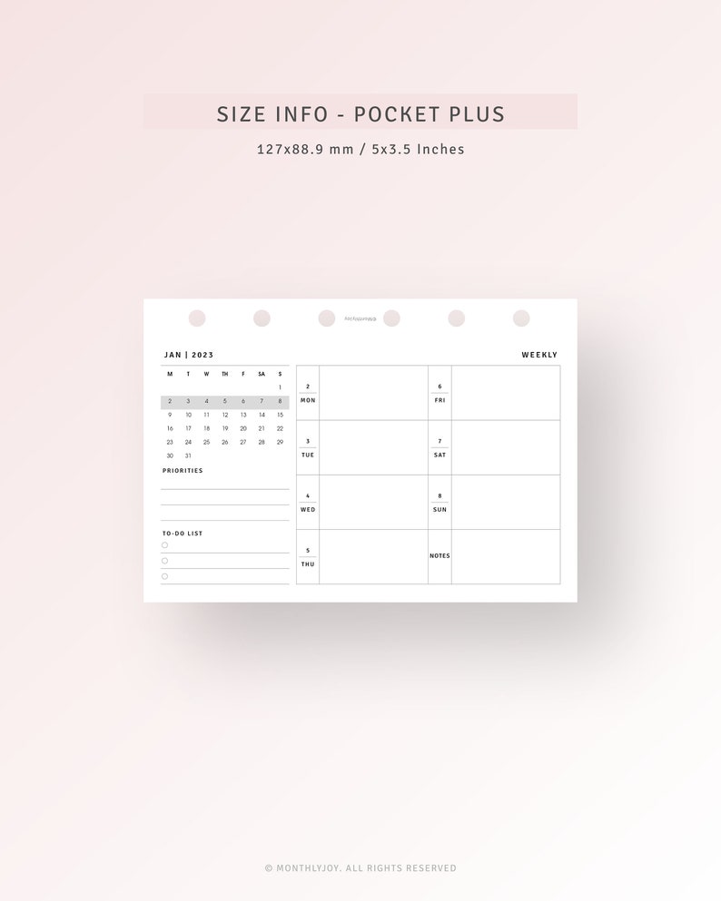 Weekly Planner 2023 Printable Pocket Plus Inserts Dated - Etsy
